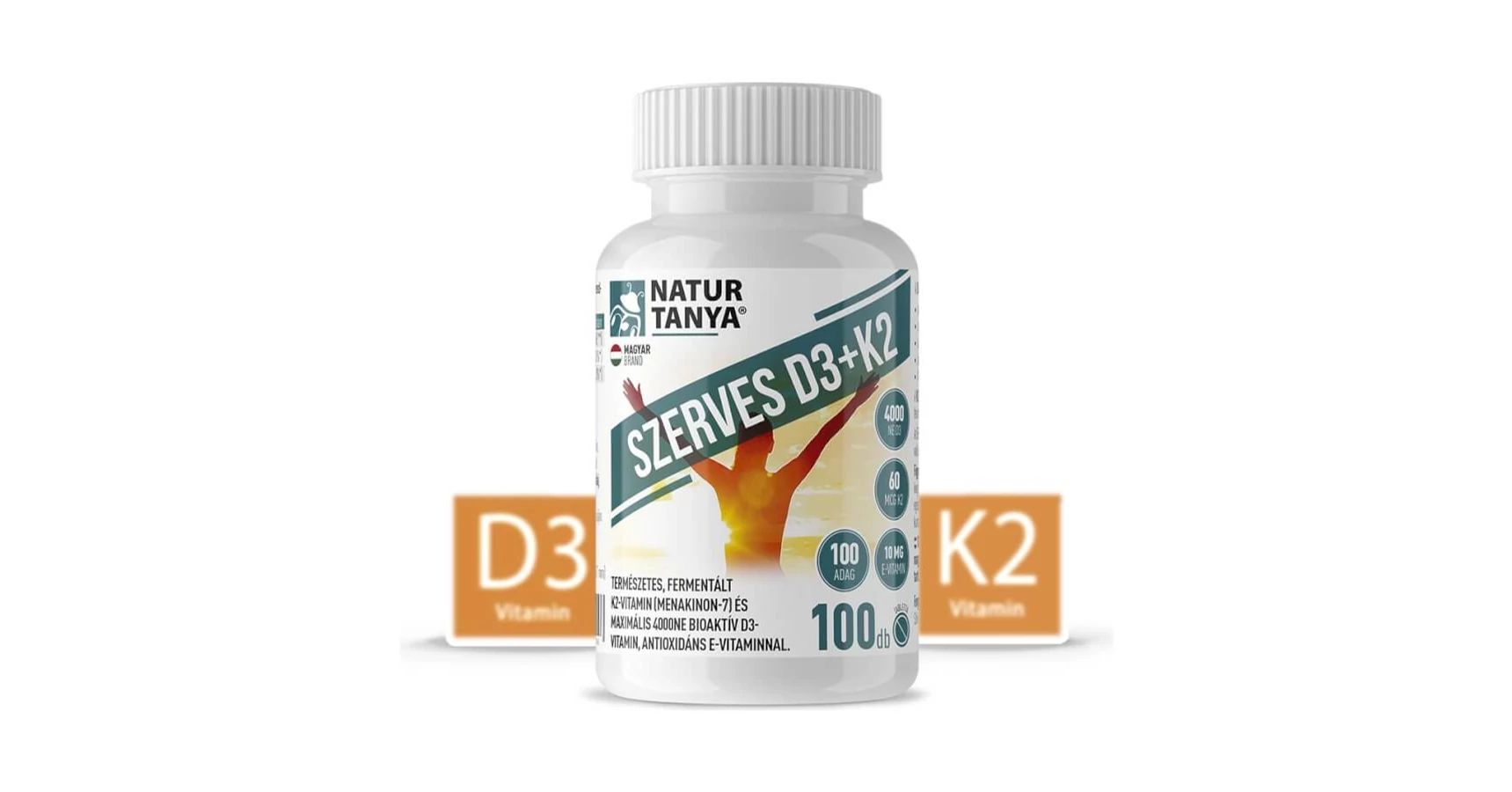 Szerves D3 és K2-vitamin, antioxidáns E-vitaminnal - 100 tabletta ...