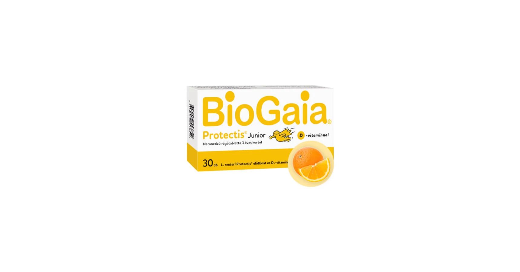 BioGaia Protectis Junior + D-vitamin, étrend-kiegészítő rágótabletta, 3 ...